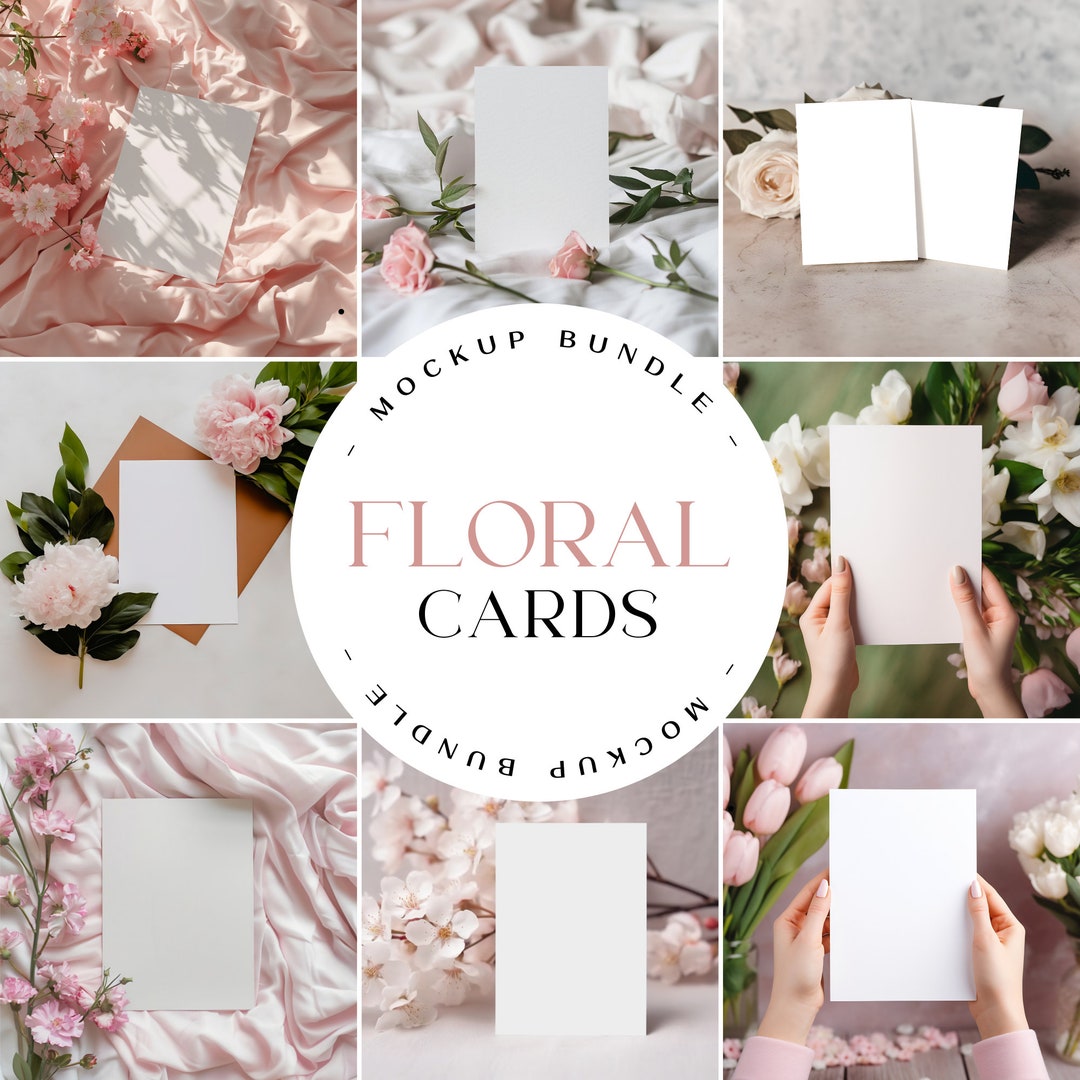 Cards Mockup Bundle, Floral Greeting Card Mockup Bundle, Boho Wedding ...