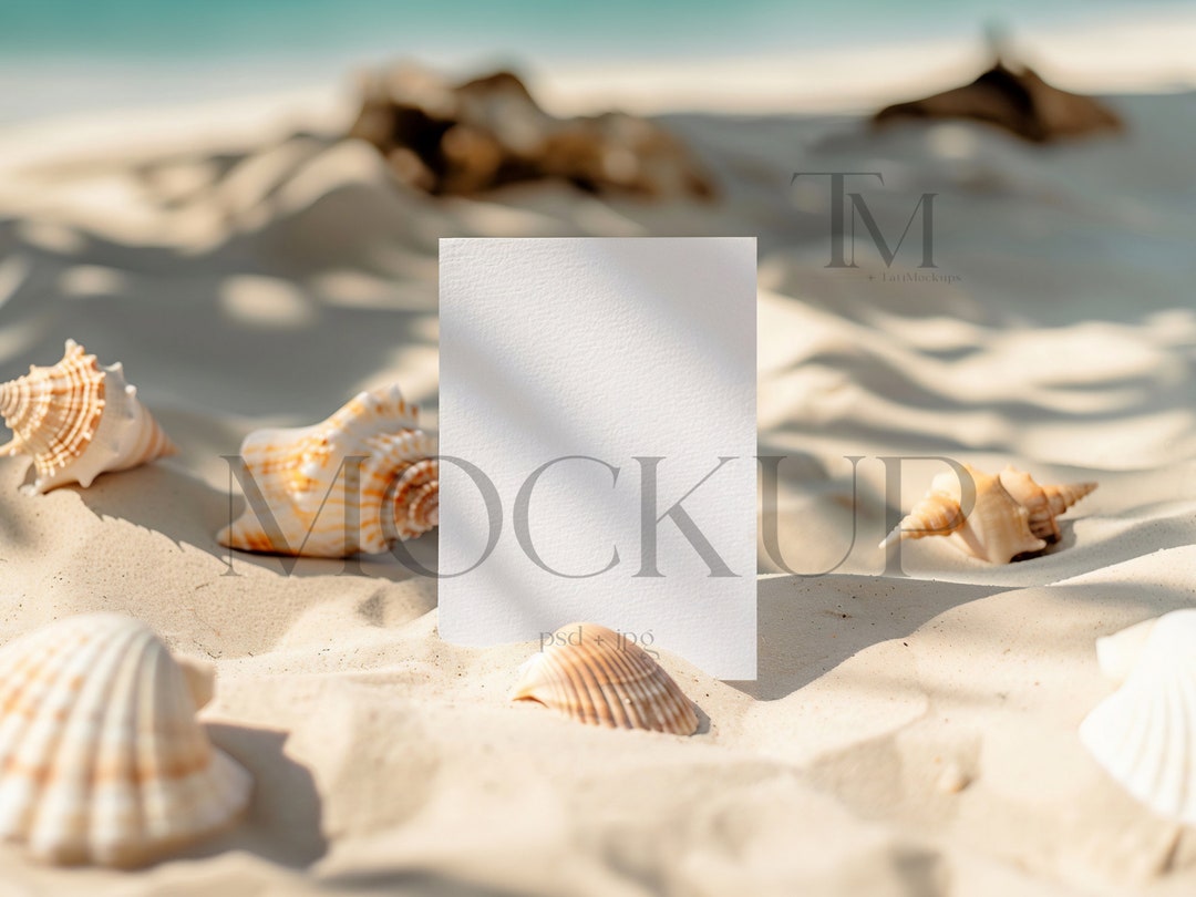 Beach Wedding Invitation Mockup, 5x7 Card Display (PSD & JPG) - Etsy