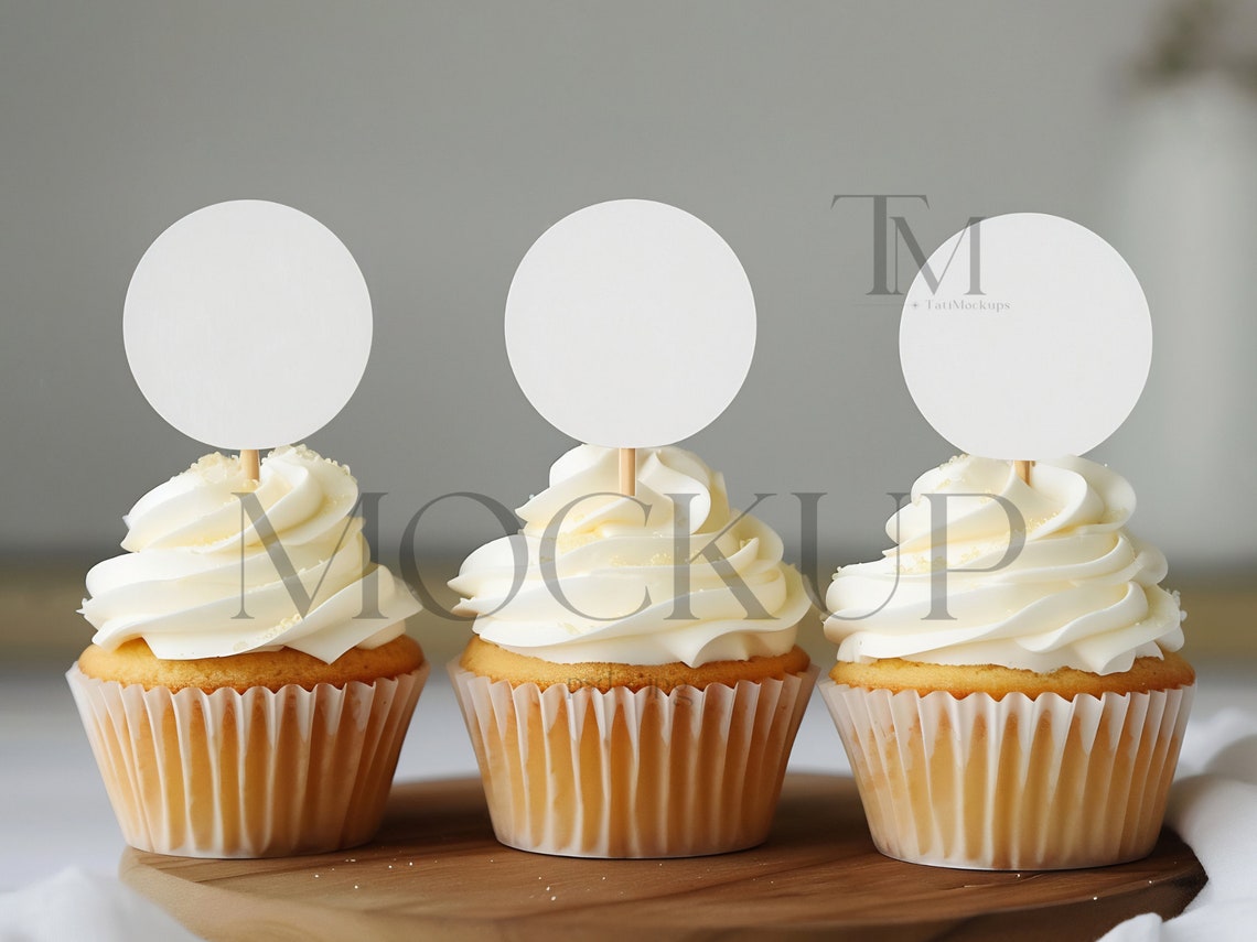 Blank Cupcake Topper, Cupcake Toppers Mockup, Cupcake Mockup, Simple ...