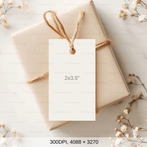 2x3.5 Gift Tag Mockup, Hang Tag Label Mockup, Rectangle Tag Mockup ...