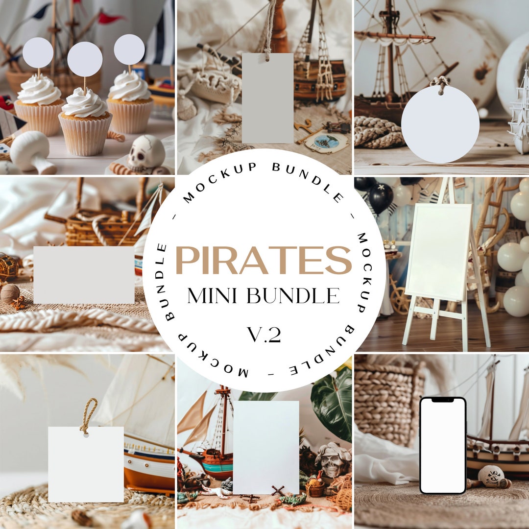 Pirates Themed Mockup Bundle, Invitation Mockup, 5x7 Card Mockup ...