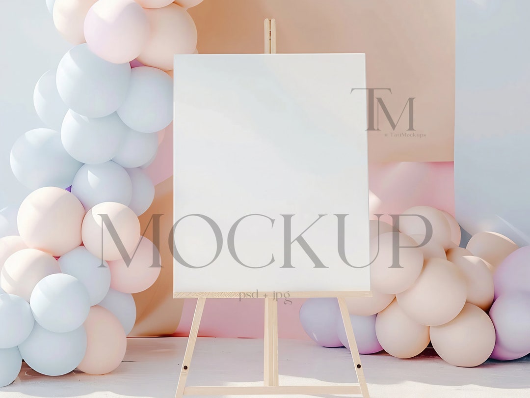 3x4 Easel Mockup Balloon Welcome Mockup Easel Sign Mockup Chart Mockup ...