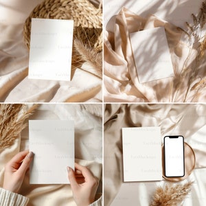 50 Boho Mockup Bundle Neutral Tones Invitation Mockup Bundle Easel Sign ...