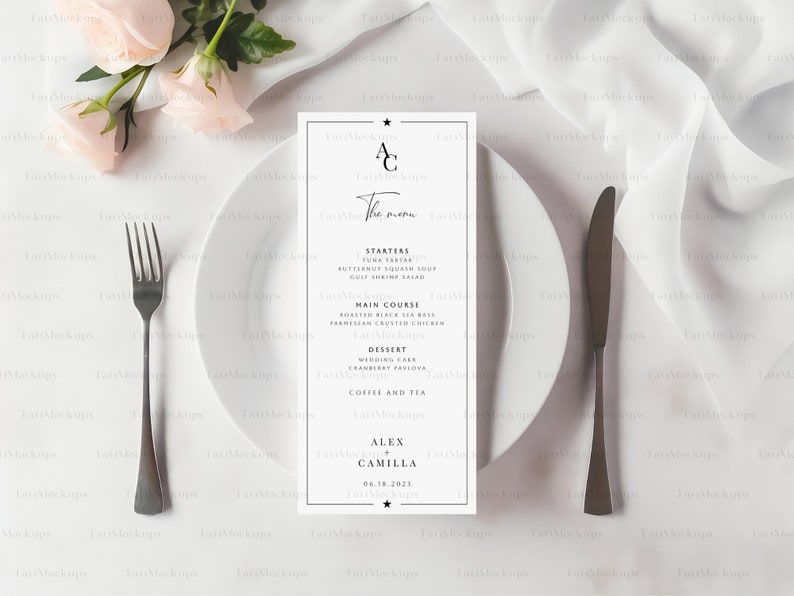 4x9 Dinner Menu Mockup, Wedding Stationary Mockup, Menu Mockup, 4x9 ...