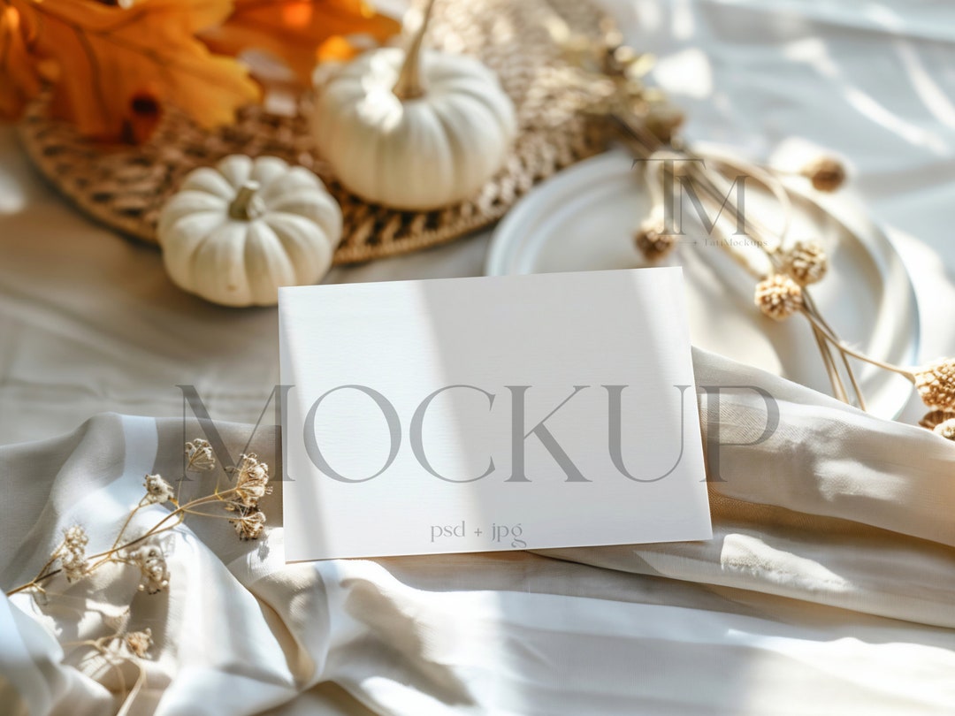 Autumn Card Mockup, 5x3.5 Card Mockup, Horizontal Postcard Mockup, RSVP ...