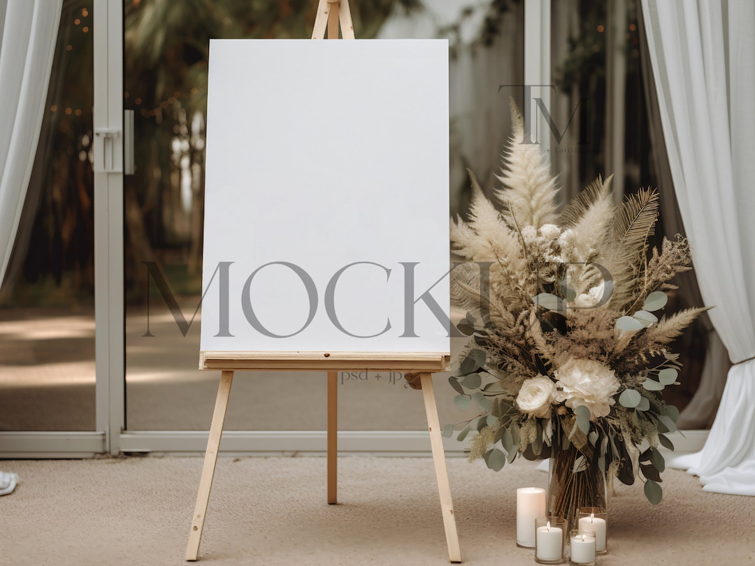 16x20 Welcome Sign Mockup White Wedding or Bridal Shower Easel Welcome ...