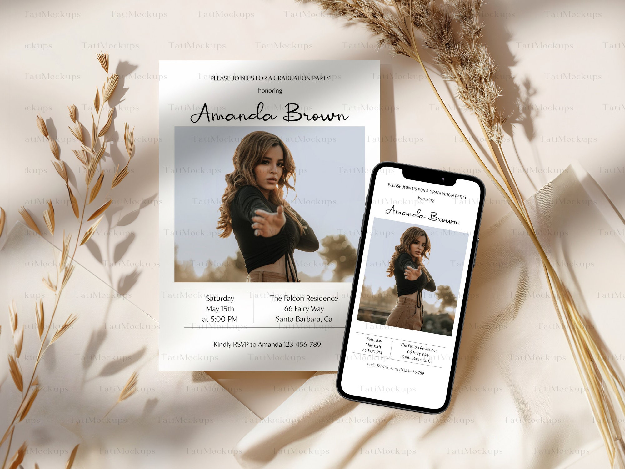 Card and Phone Mockup Card and Device Mockup iPhone and Card Mockup ...