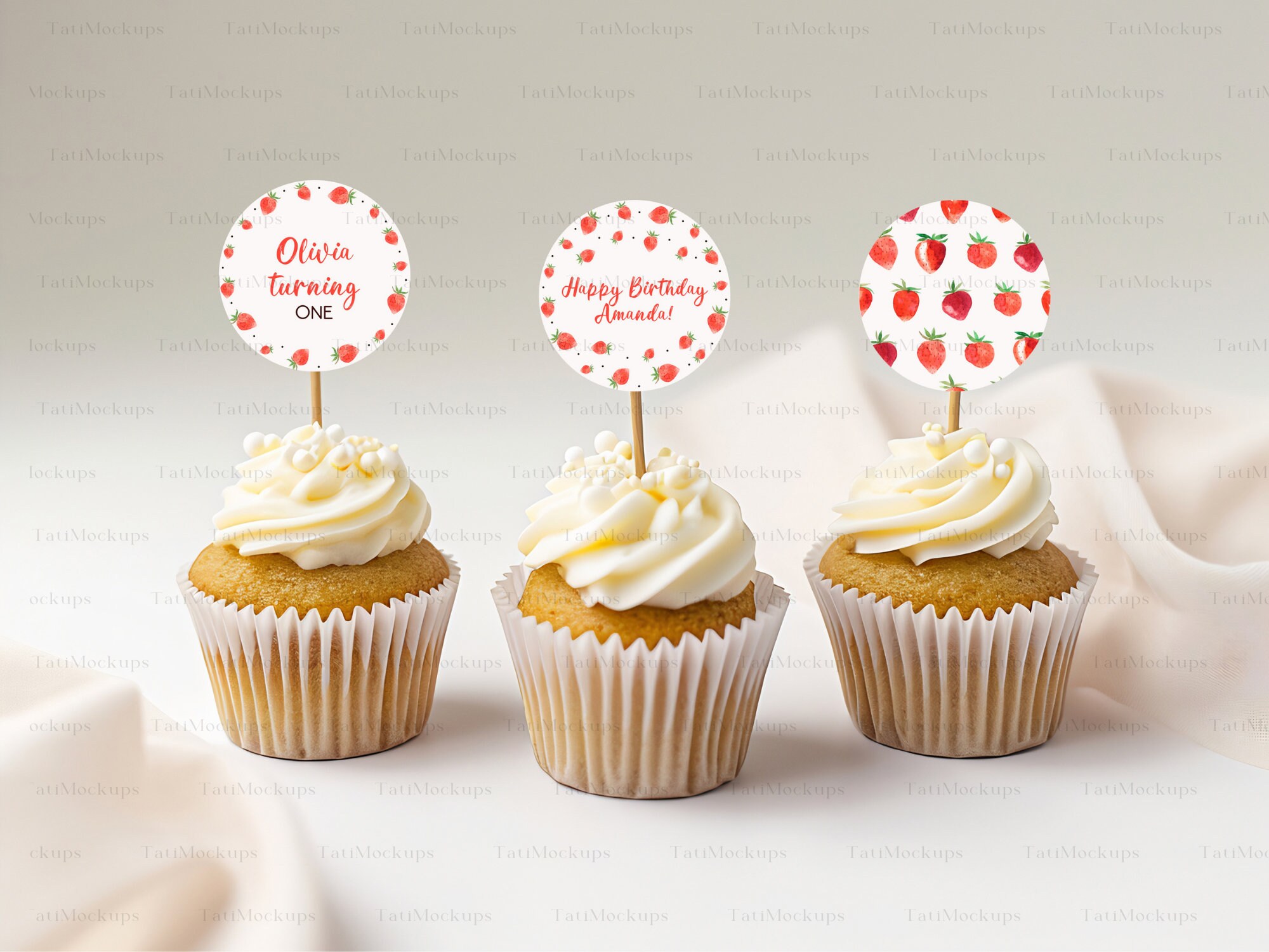 Cupcake Toppers Mockup, Cupcake Mockup, Blank Cupcake Topper, Simple ...