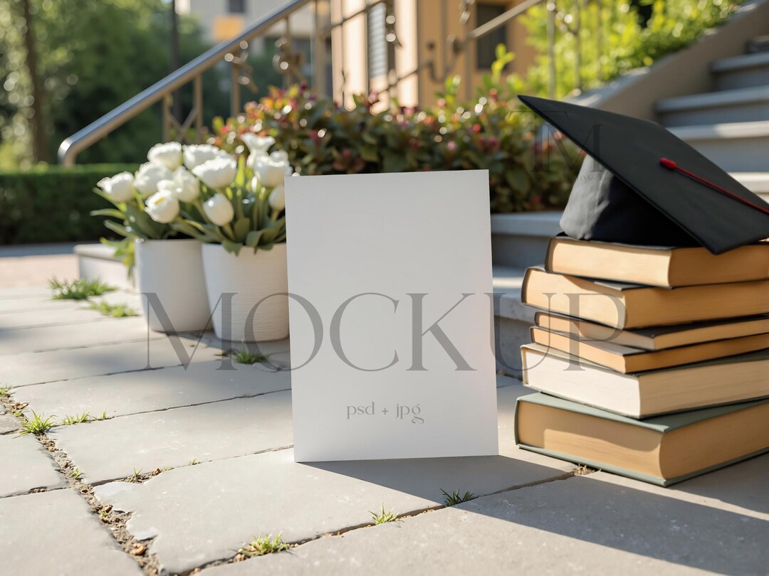 Graduation Cap Card Mockup, 5x7 Card Mockup PSD, Blank 5x7 Card Mockup ...