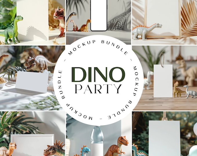 Dinosaur Themed Mockup Bundle Invitation Mockup 5x7 Card Mockup ...