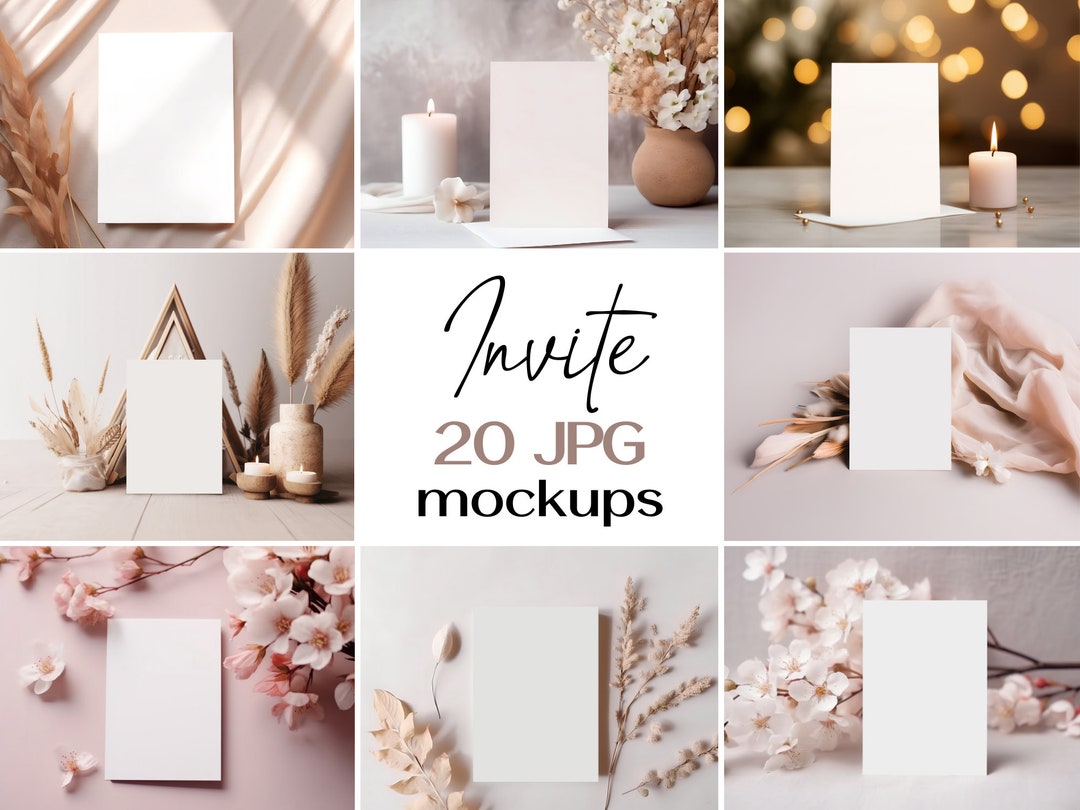 20 Card Mockup Bundle 5x7 Party Invitation Mock up Bundle 5x7 Card Mock ...