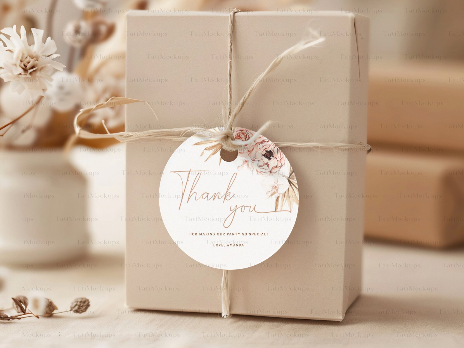 Round Gift Tag Mockup, Wedding Favor Tag Mockup, Round Favor Tag Mockup ...