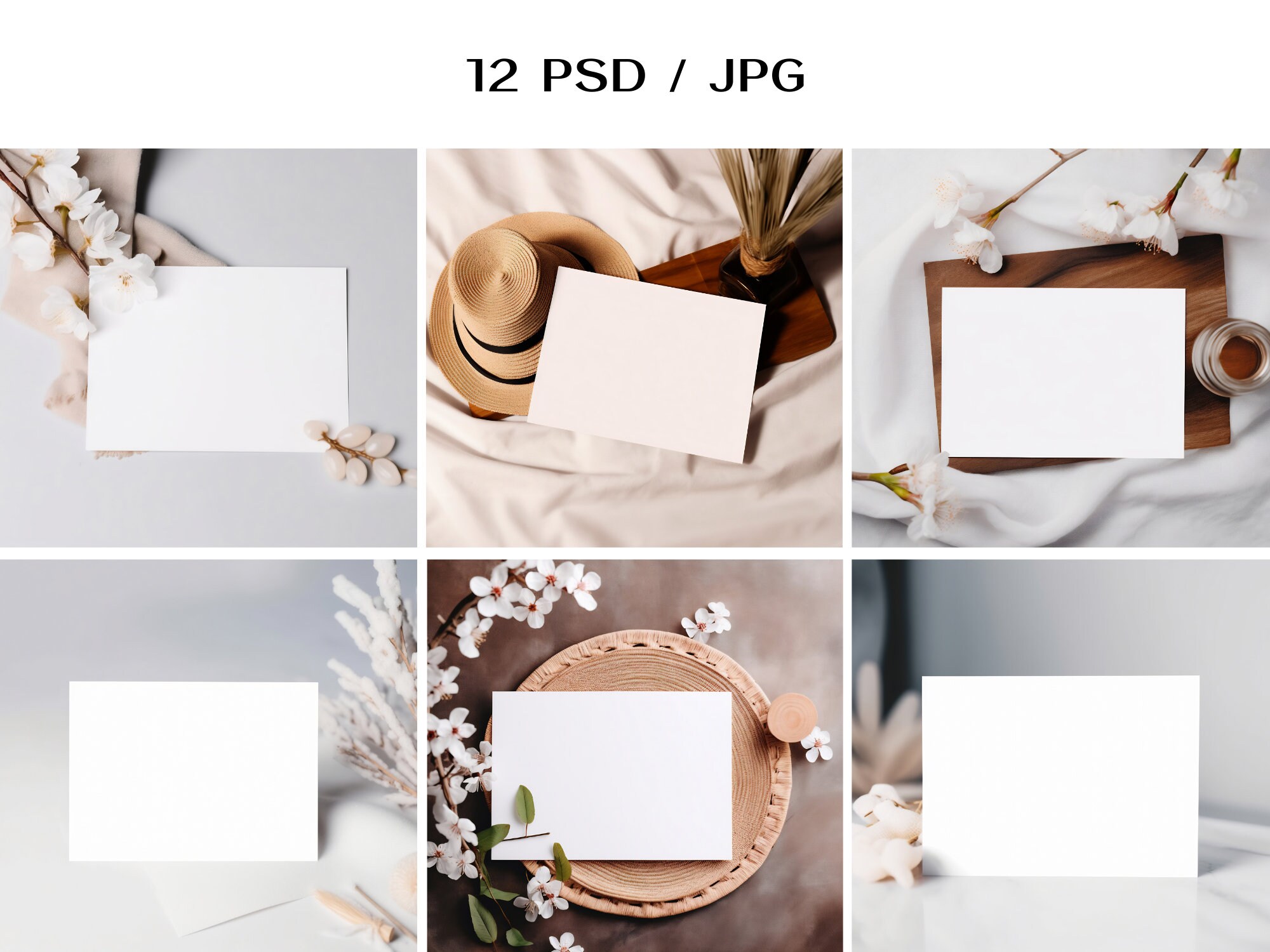 7x5 Card Mockup Bundle, Minimalist Card Mockups, Landscape Card Mockup ...