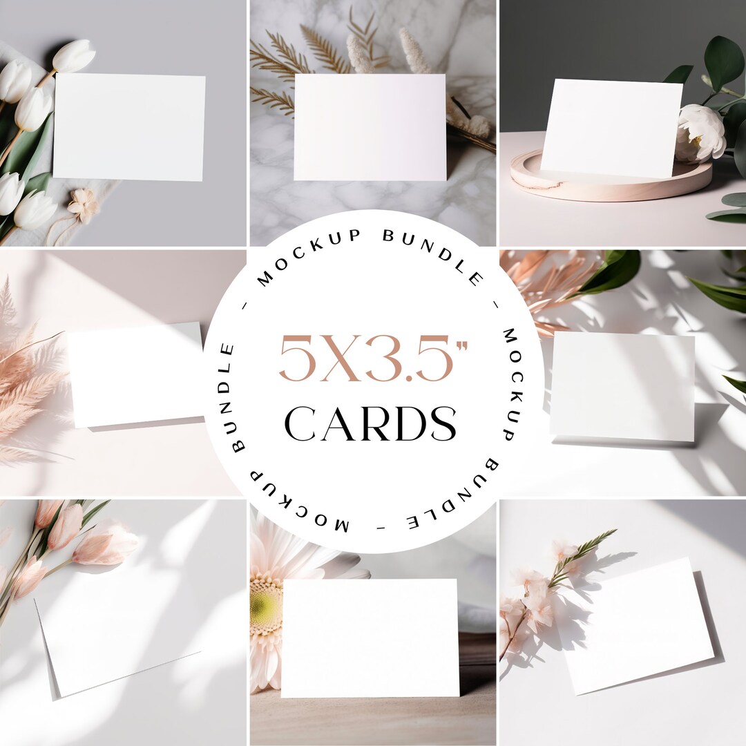 5x3,5 Card Mockup Bundle, Minimalist Card Mockups, Landscape Card ...