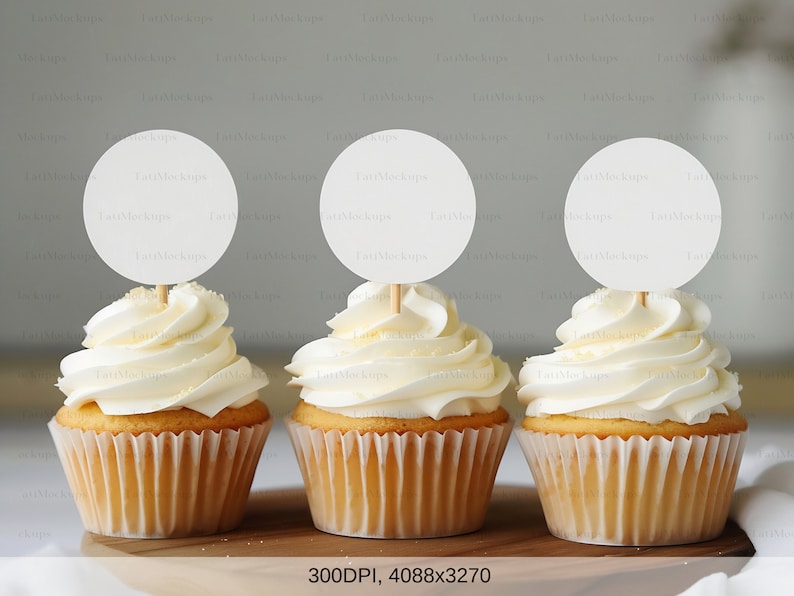 Blank Cupcake Topper, Cupcake Toppers Mockup, Cupcake Mockup, Simple ...
