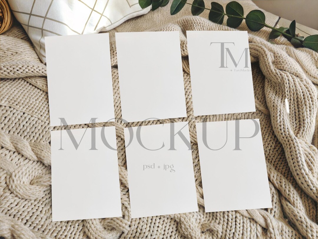 Six Cards Mockup, 5x7 Card Set Mockup, Game Card Mock, Bridal Shower ...