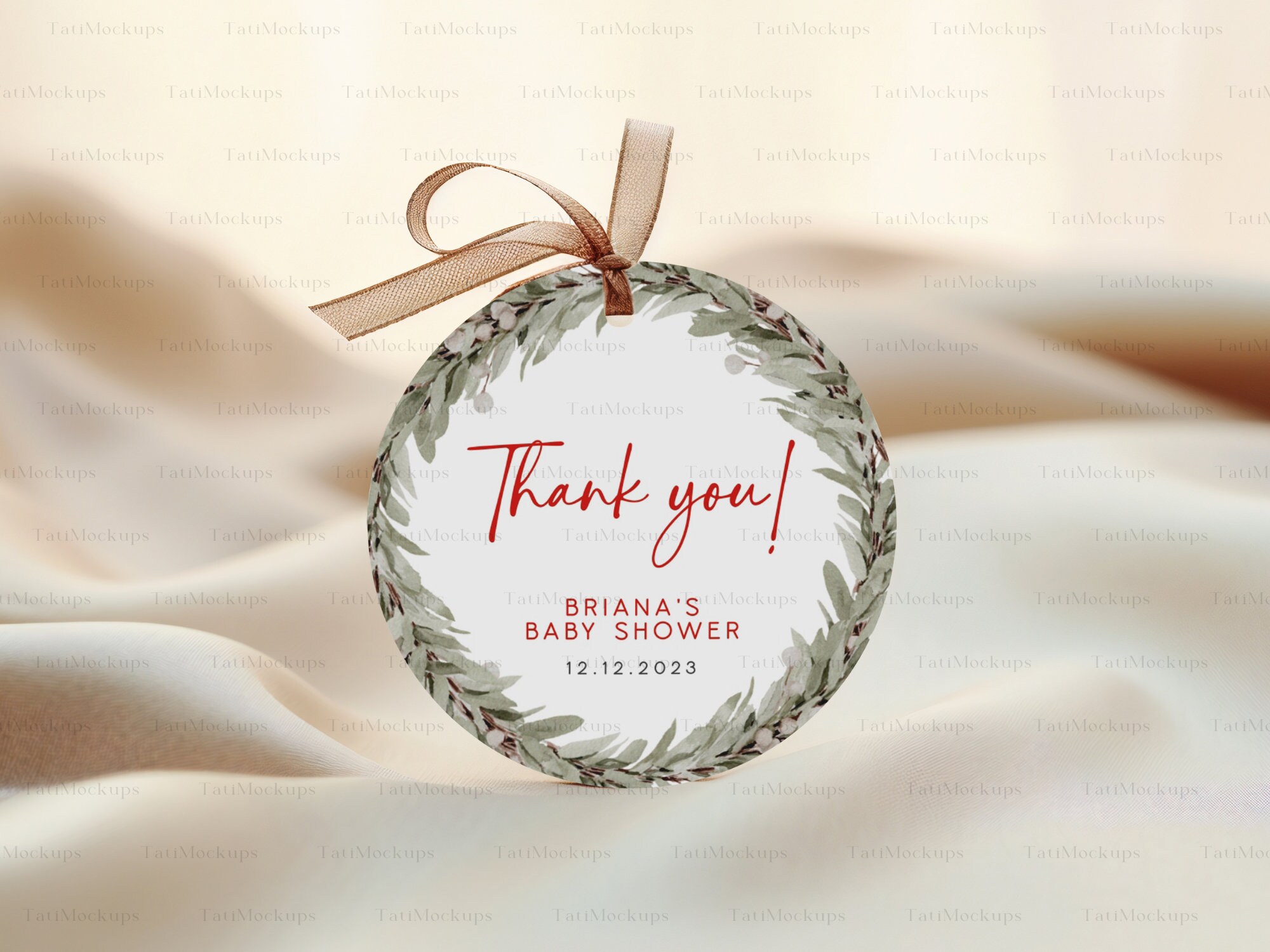 Wedding Favor Tag Mockup, Minimal Gift Tag Mockup, Round Label Mockup ...