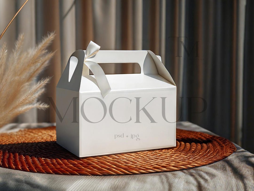 Boho Gable Box Mockup, Birthday Gable Label Mockup, Party Treat Box ...