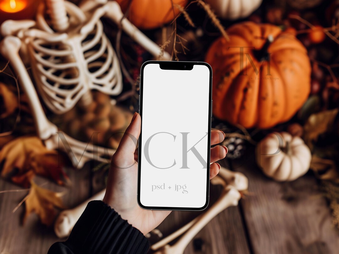 Halloween iPhone Mockup, Evite Mockup, iPhone Screen Mockup, Holiday ...