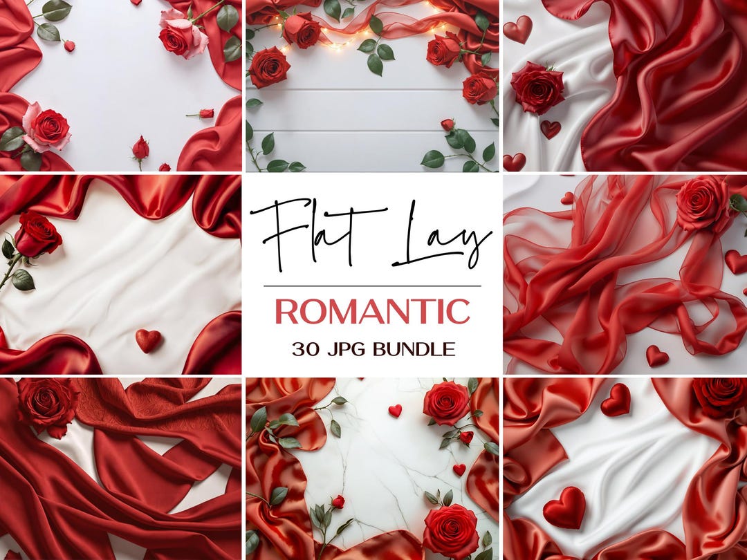 Valentine's Day Flat Lay Mockup Bundle, Romantic Red Floral (JPG) - Etsy