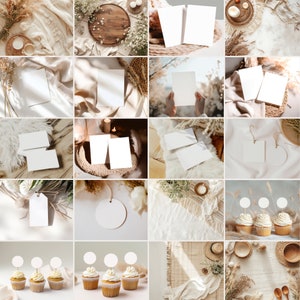 50 Boho Mockup Bundle Neutral Tones Invitation Mockup Bundle Easel Sign ...