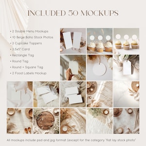 50 Boho Mockup Bundle Neutral Tones Invitation Mockup Bundle Easel Sign ...
