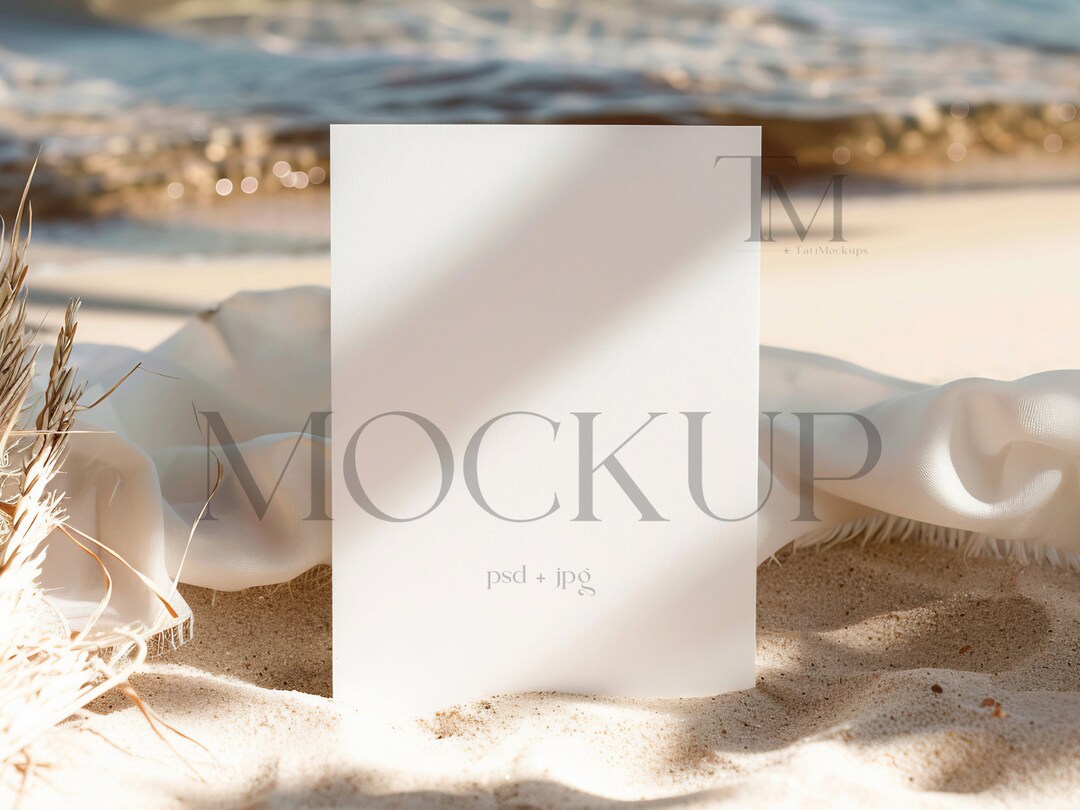 Beach Card Mockup, Boho 5x7 Invitation Display (PSD, JPG) - Etsy