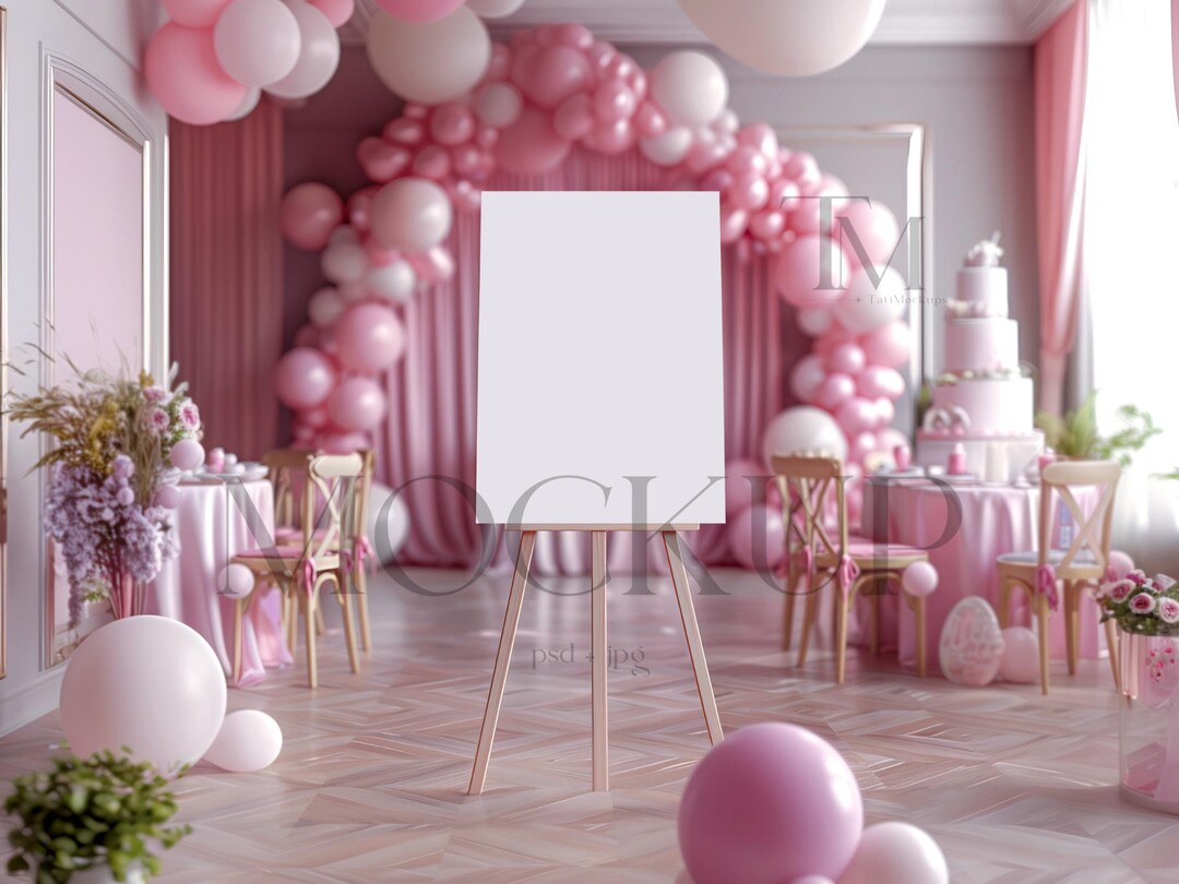Pink Balloon Welcome Sign Mockup, 18x24 Party Sign (PSD & JPG) - Etsy
