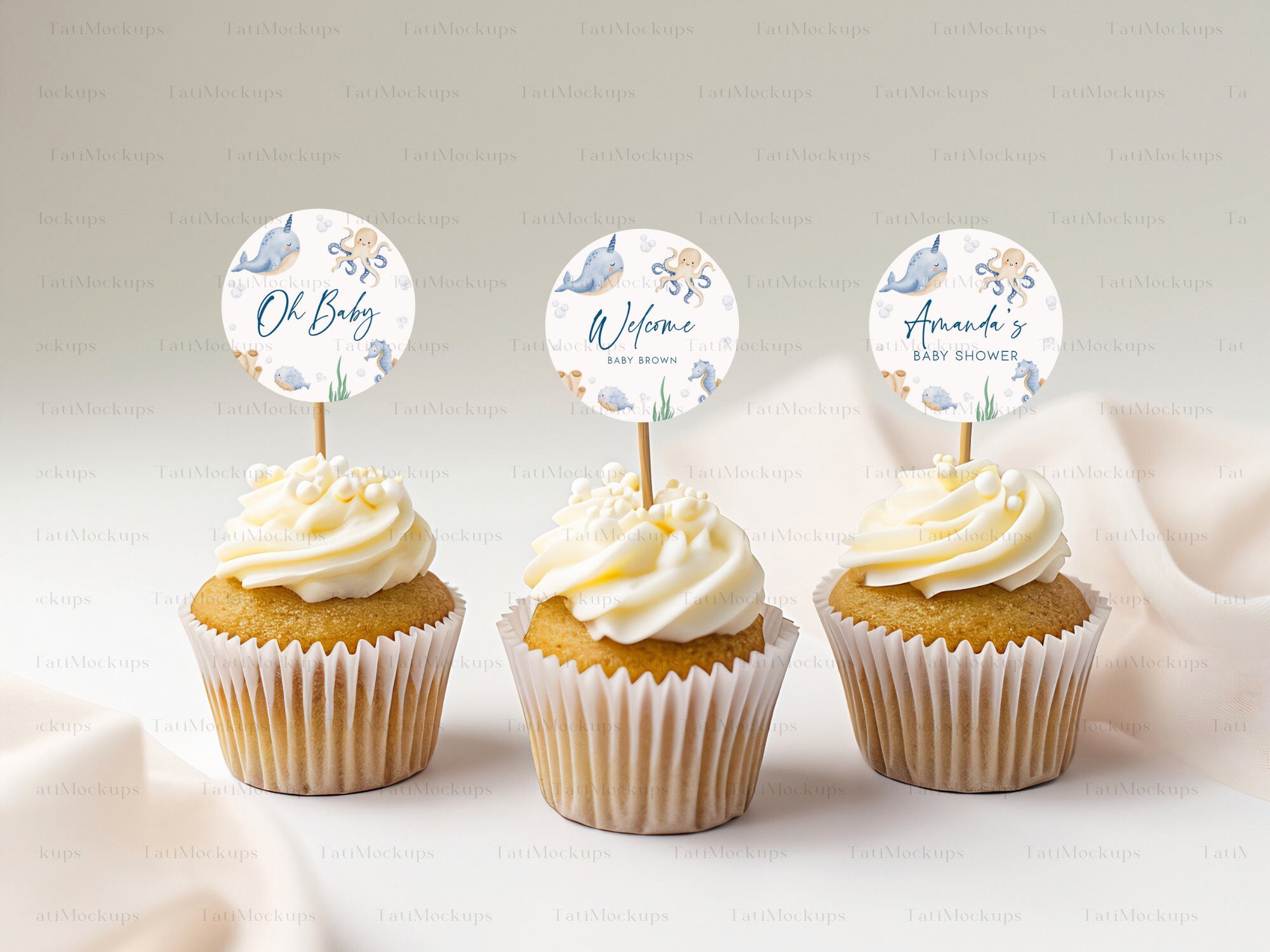 Cupcake Toppers Mockup, Cupcake Mockup, Blank Cupcake Topper, Simple ...