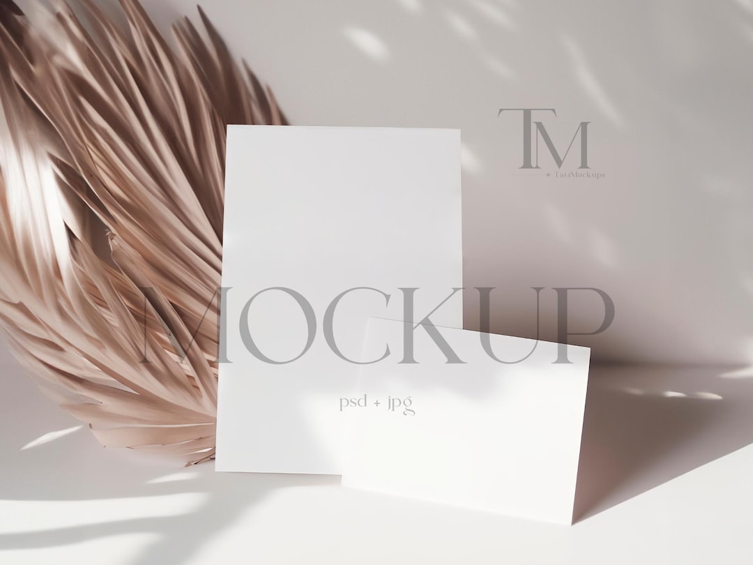 Neutral Card Suite Mockup, Greeting Card Mock, 5x3,5 Boho Card Mockup ...