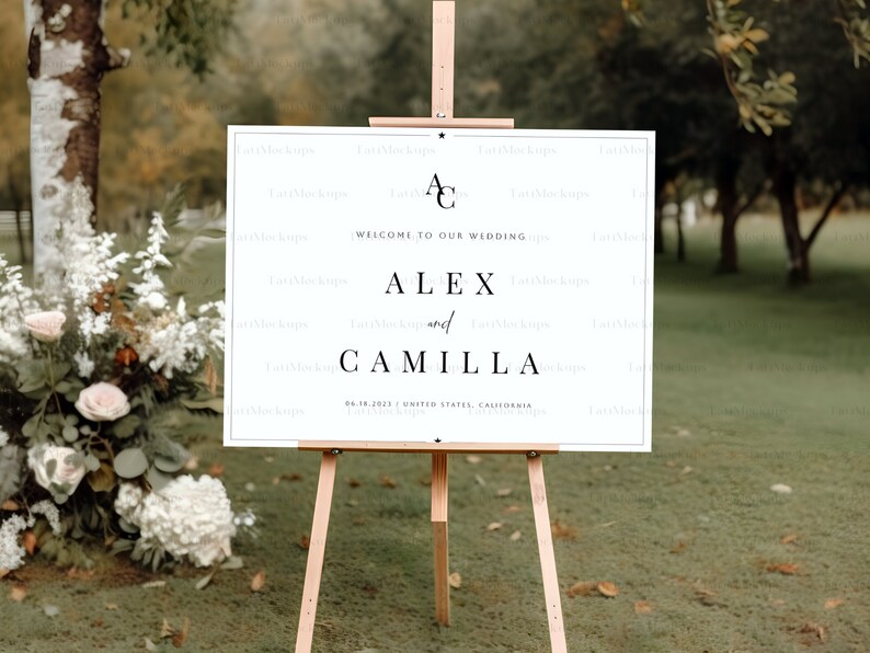Outdoor Easel Sign Mockup Welcome Sign Mockup Styled Seating Chart ...