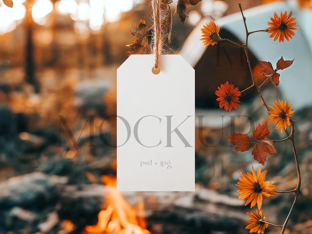 Rectangle Hang Tag Mockup, Editable Party Tag Mockup, Birthday Gift Bag ...