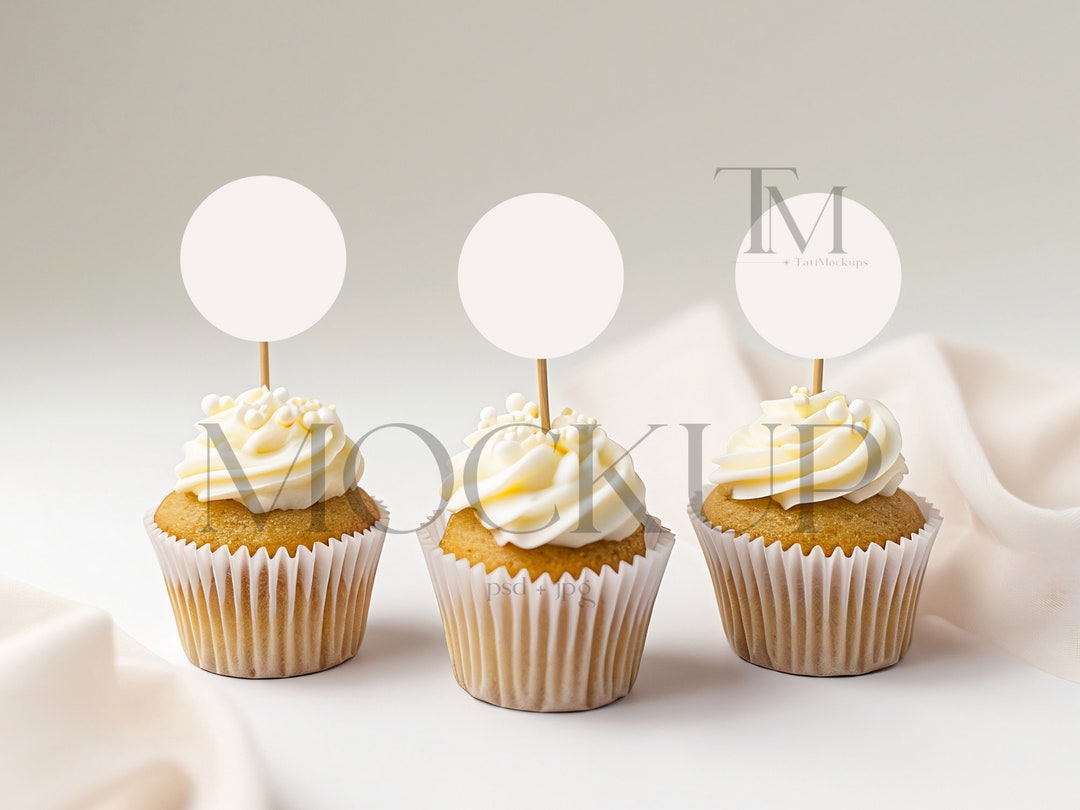 Cupcake Toppers Mockup, Cupcake Mockup, Blank Cupcake Topper, Simple ...