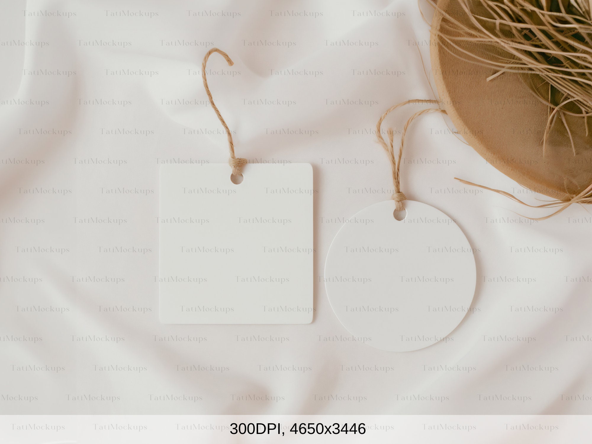 Round and Square Tag Mockup, Circle Tag Mockup, Square Tag Mockup ...