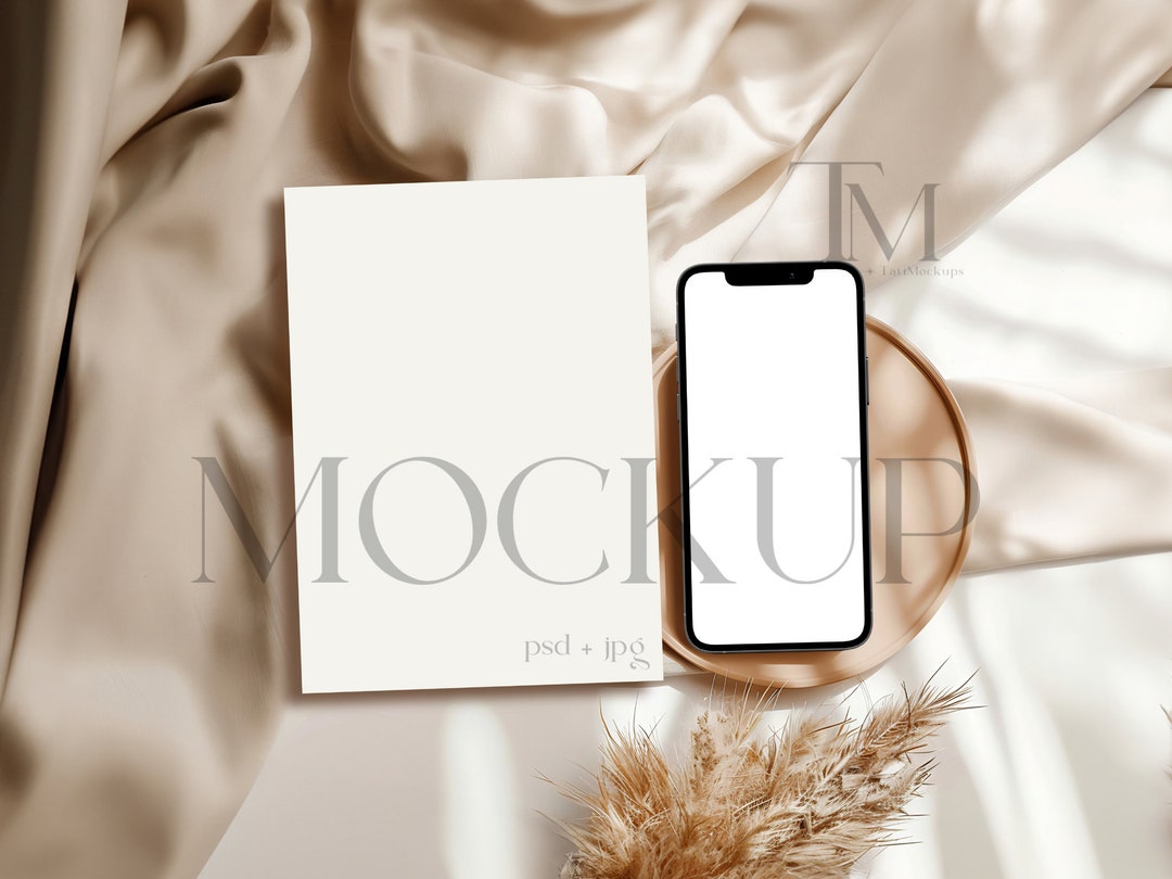 Card and Phone Mockup, Invitation Mockup (PSD, JPG) - Etsy