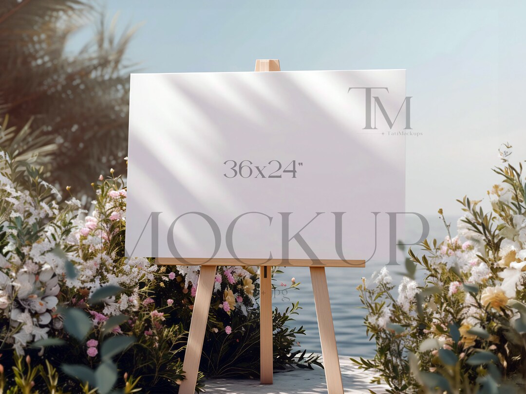 Easel Sign Mockup, Horizontal Sign Mockup, 24X36 Poster Mockup, Seating ...