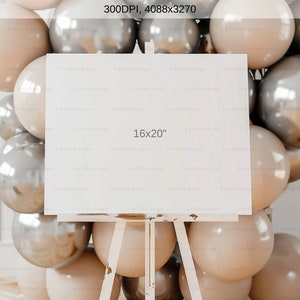 Birthday Easel Sign Mockup, Balloon Welcome Sign Mockup, 4x3 Proportion ...