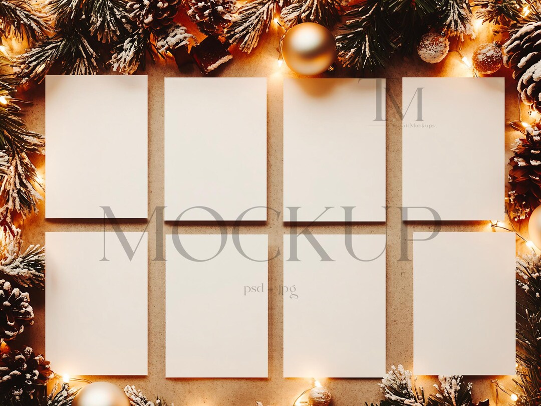 Winter Card Mockup Set, Set of Cards Mockup, Shower Cards Mockup ...