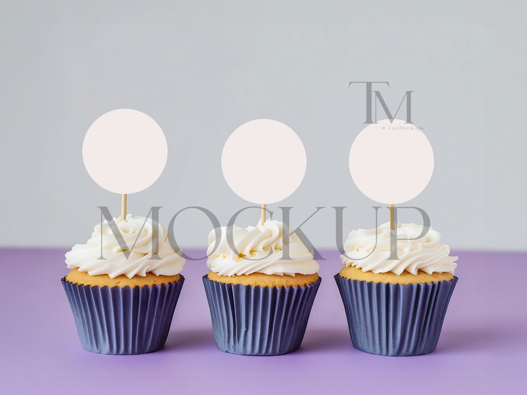 Cupcake Toppers Mockup, Cupcake Circle Topper Mockup, Cupcake Topper ...