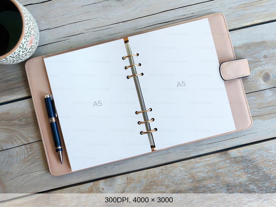 Filofax Mockup, A5 Notebook Mockup, Ring Planner Mockup, Printable ...
