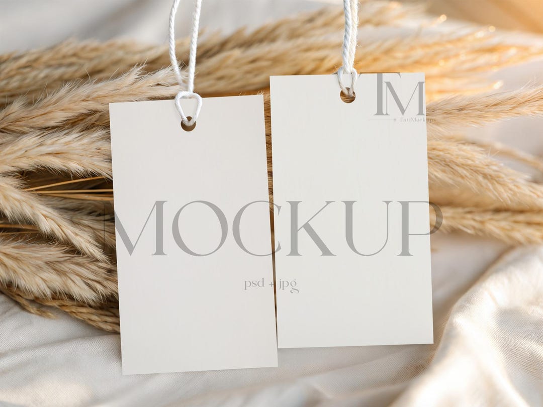 Rectangle Tags Mockup, 2x3.5 Gift Tag Mockup, Hang Tag Label Mockup ...