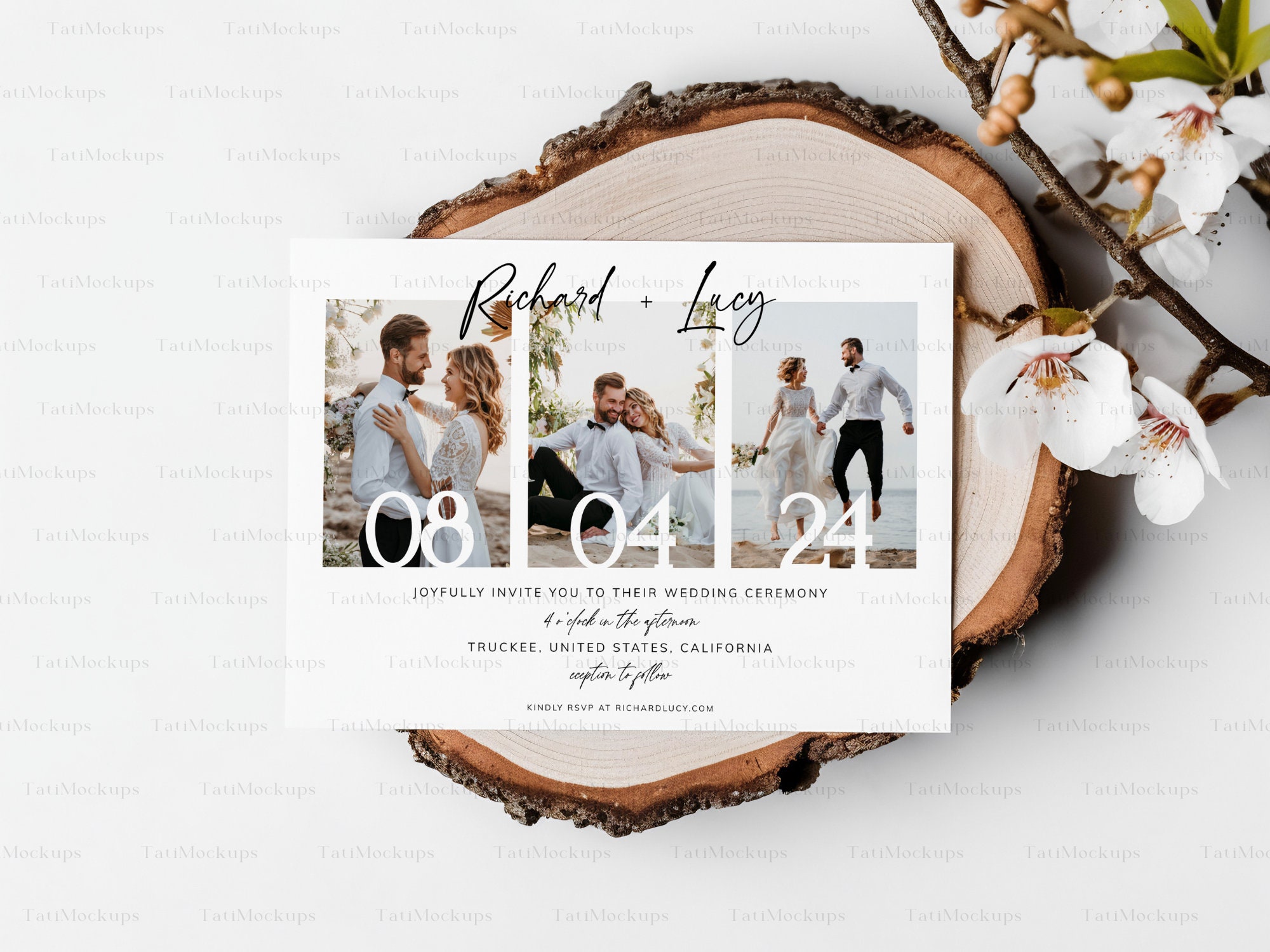 7x5 Horizontal Invitation Card Mockup, Landscape Card Mockup, Wedding ...