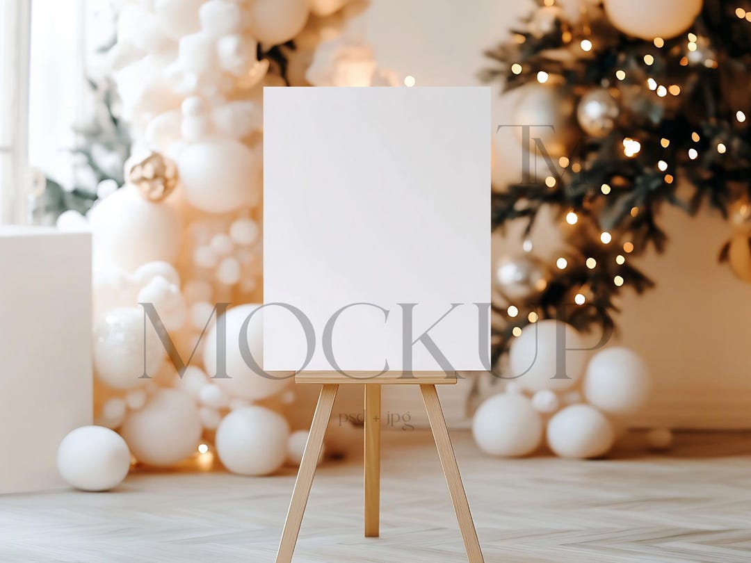 Winter Birthday Easel Sign, Christmas Welcome Mockup, Wedding Sign ...