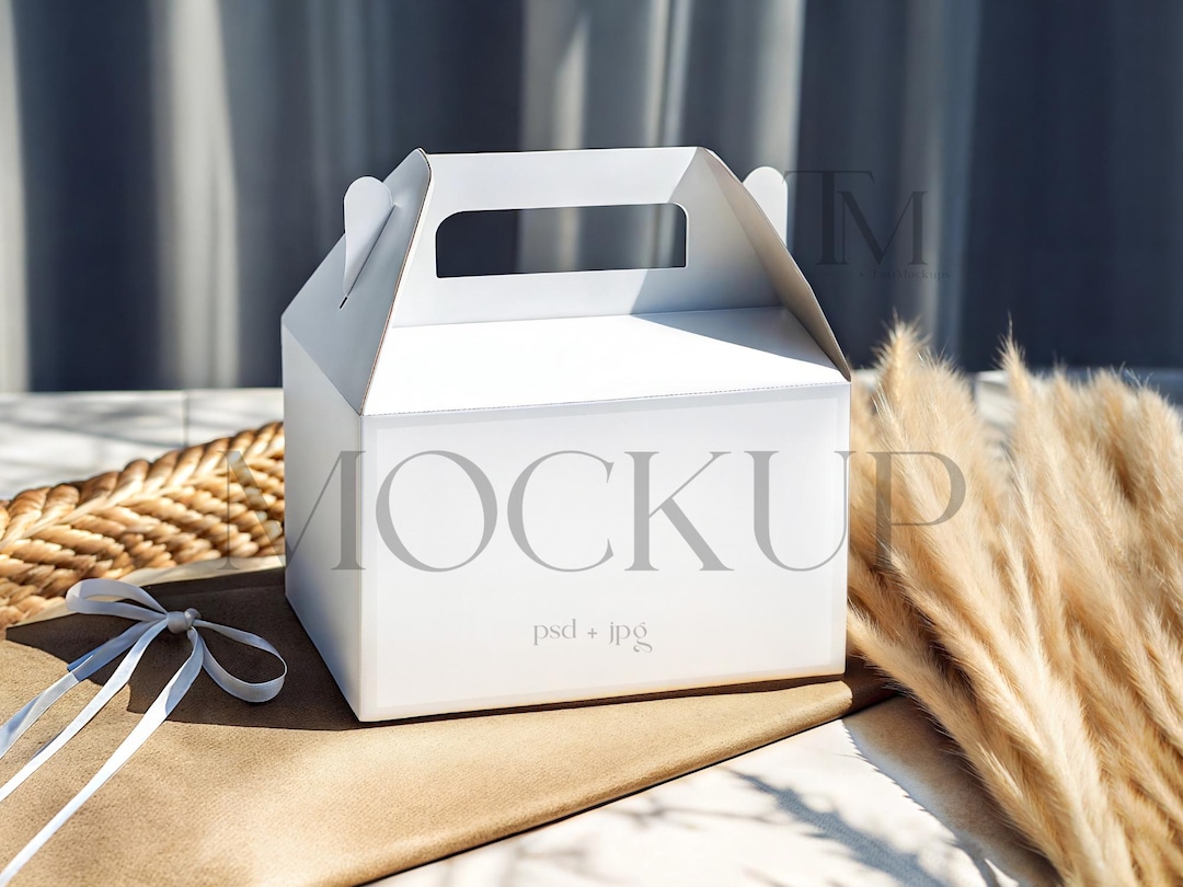Wedding Box Mockup, Boho Gable Box Mockup, Editable Favor Box Mockup ...