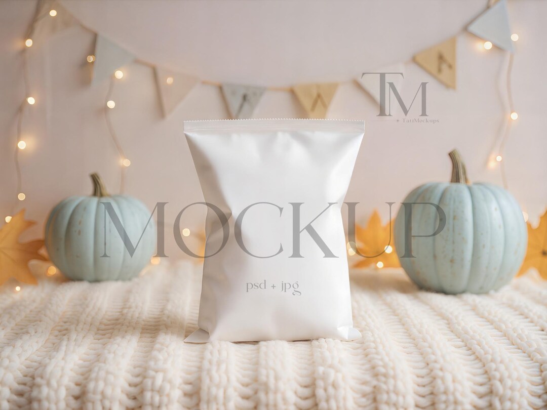 Minimalist Chip Wrapper Mockup, Blank Chip Bag, Fall Baby Shower Mock ...