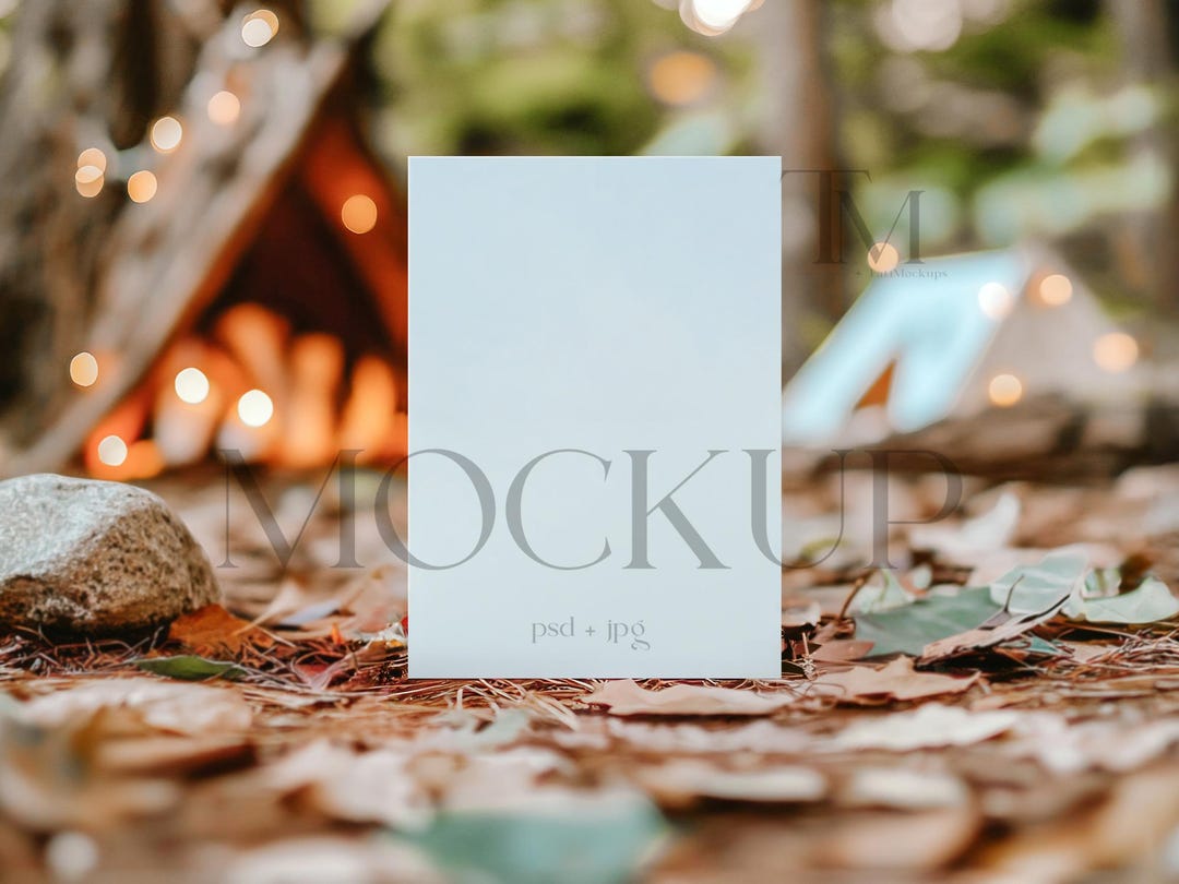 Forest Invitation Card Mock Up, Birthday 5x7 Card Mockup, Camping ...