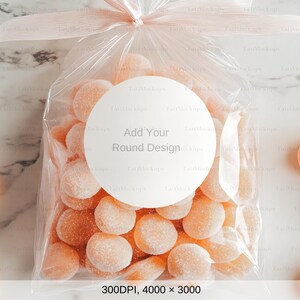 Candy Bag Label Mockup, Treats Label Mockup, Round Sticker Mockup ...