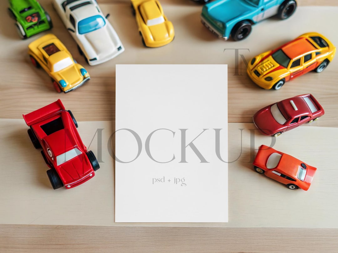 Kids Invite Mockup, Car Invitation Mockup, Boy Invite 5x7 Mockup, Baby ...