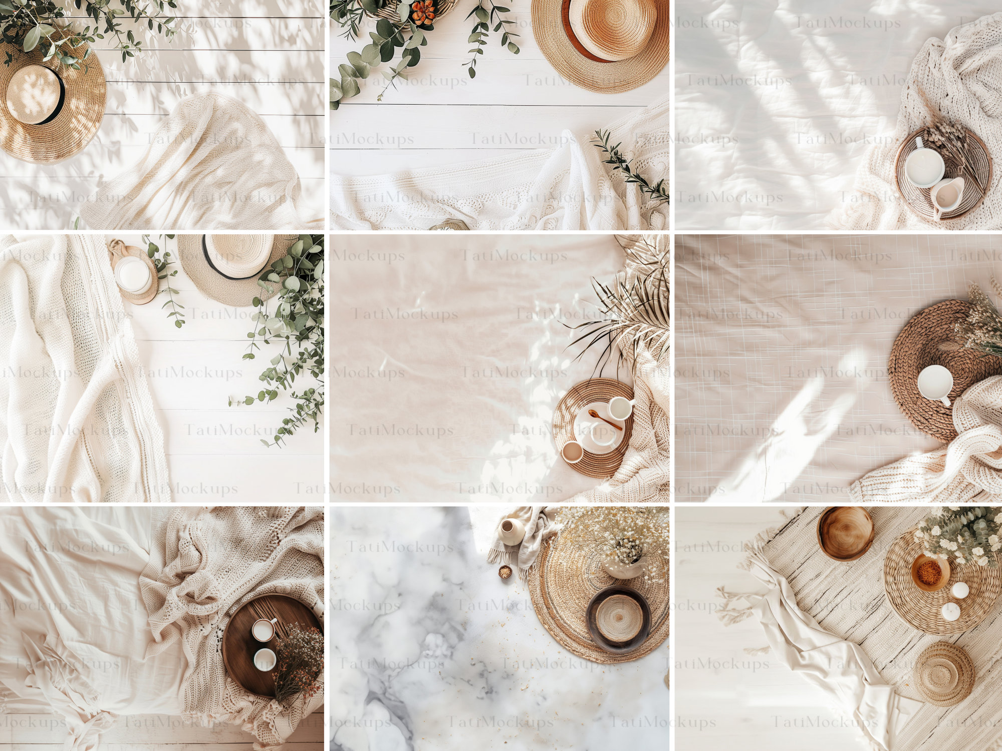 Boho Table Flat Lay Mockup Bundle, Boho Flatlay Mockup, Boho Chic ...