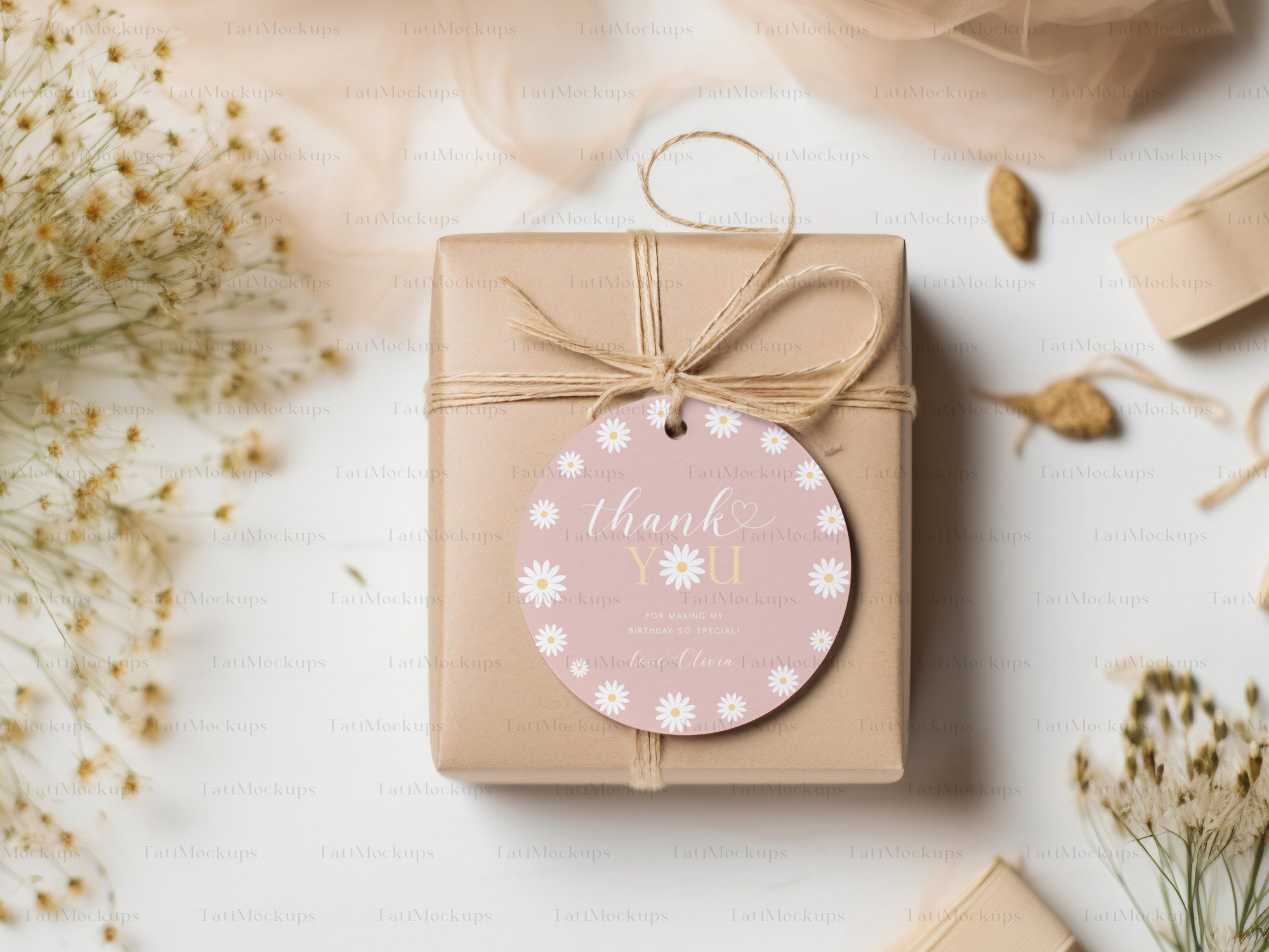 Wedding Gift Tag Mockup, Circle Favor Tag Mockup, Round Favor Tag ...